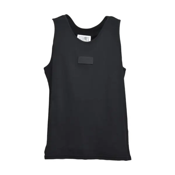 MAISON MARGIELA Black Sleeveless Tank Top With Logo Detail - Nero