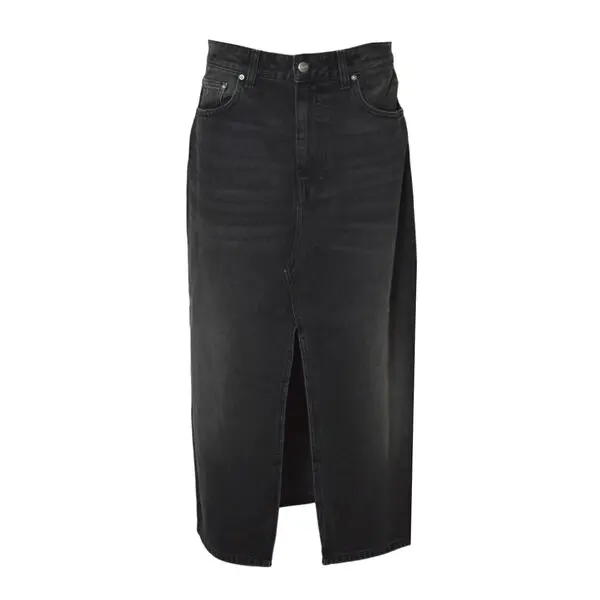Carhartt Work In Progress Denim Maxi Skirt With Slit - Nero