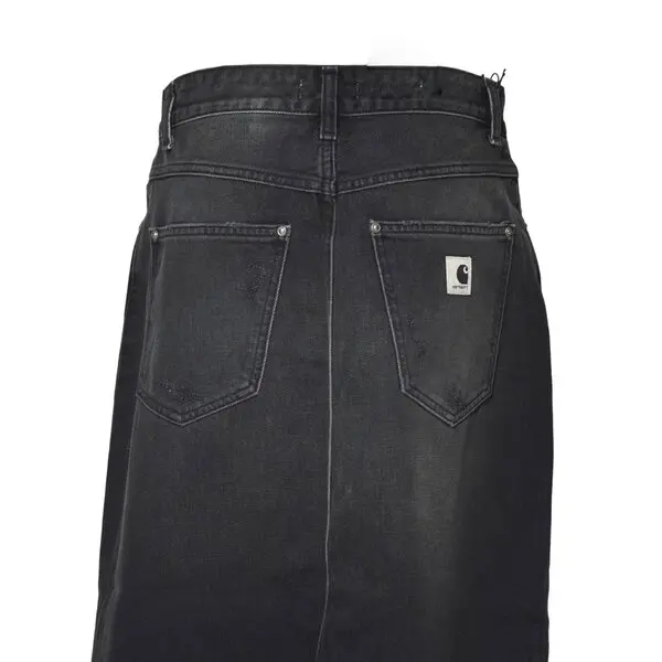 Carhartt Work In Progress Denim Maxi Skirt With Slit - Nero