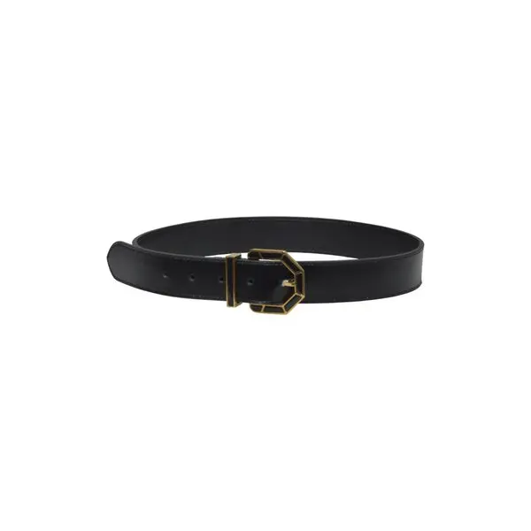 Etro Leather Belt With Gold Tone Buckle - Nero