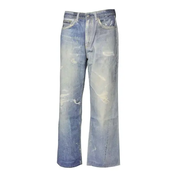 Our Legacy Distressed Wash Straight Leg Jeans - Denim