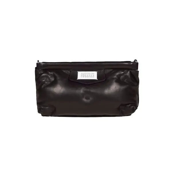 MAISON MARGIELA Padded Quilted Leather Clutch Bag With Silver-tone Chain Strap - Nero