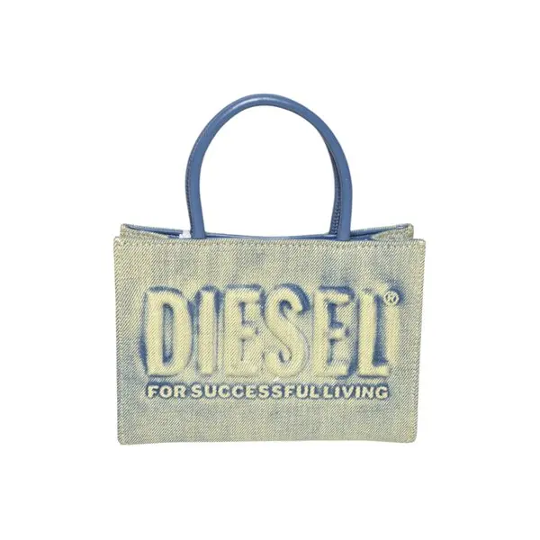 DIESEL® Embossed Logo Top Handle Bag - Denim