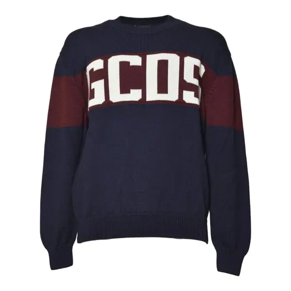 Gcds Striped Logo Pullover - Blu