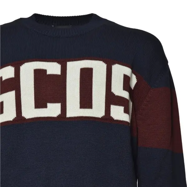 Gcds Striped Logo Pullover - Blu