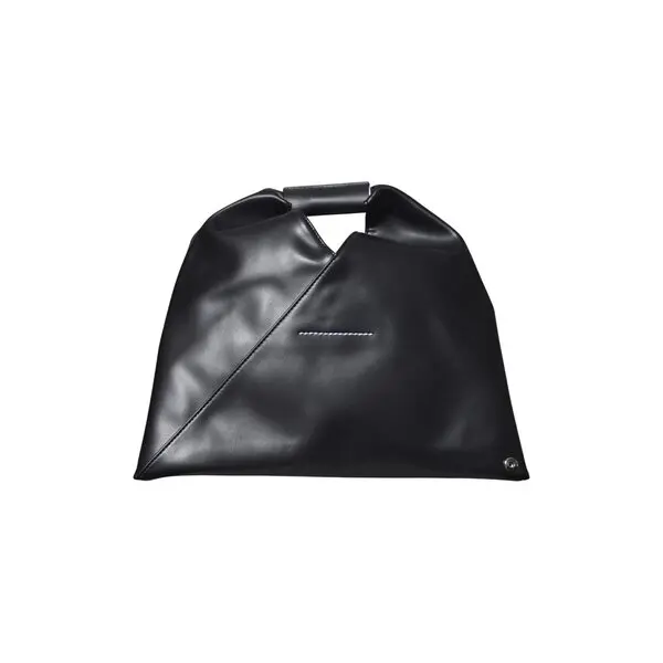 MAISON MARGIELA Black Leather Top Handle Bag - Nero