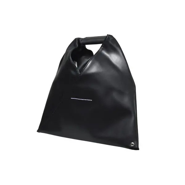 MAISON MARGIELA Black Leather Top Handle Bag - Nero