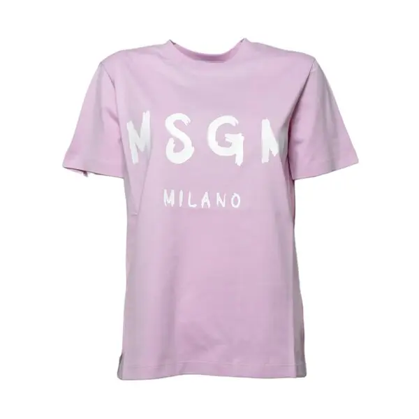 MSGM Cotton T-shirt With Logo Print - Rosa