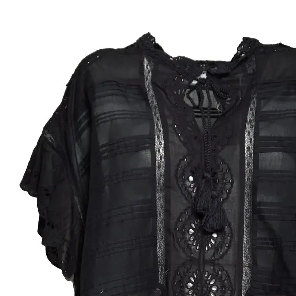 MARANT ETOILE Black Embroidered Cotton Lace Top
