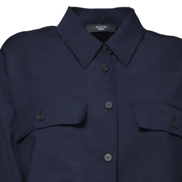 Max Mara Navy Button-detailed Shirt Jacket