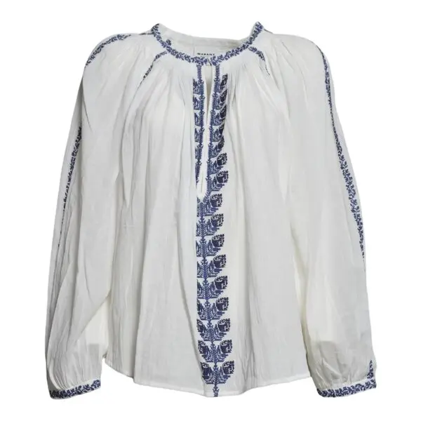 MARANT ETOILE Embroidered Pullover - Ecrù/blu