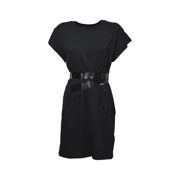 MAISON MARGIELA Black Short Sleeve T-shirt Dress With Belt