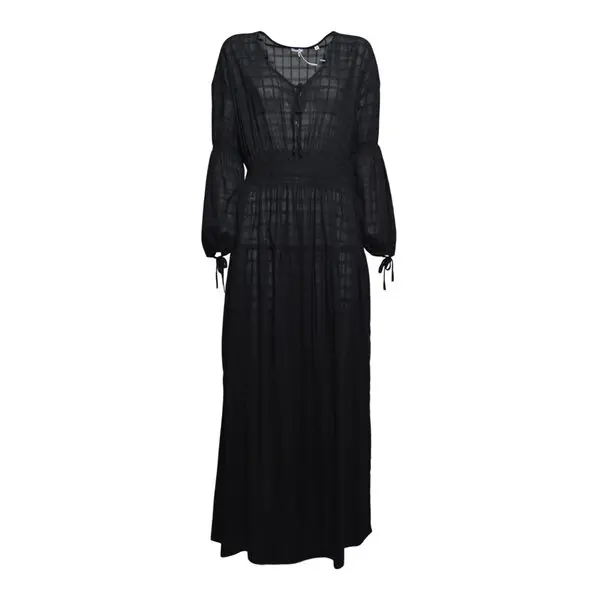 Aspesi Long Sleeve Checked Maxi Dress