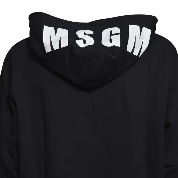 MSGM Black Cotton Logo Hoodie - Nero