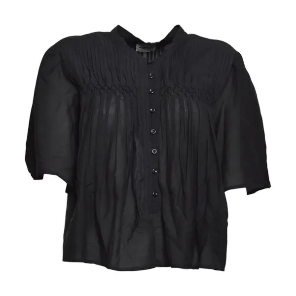 MARANT ETOILE Black Pleated Button-up Blouse