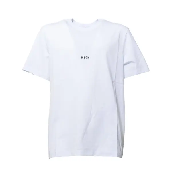 MSGM Crewneck T-shirt With Logo - Bianco