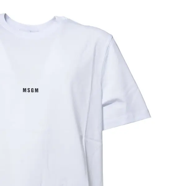 MSGM Crewneck T-shirt With Logo - Bianco