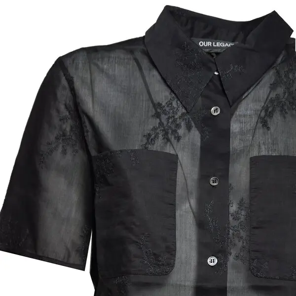 Our Legacy Black Sheer Embroidered Shirt