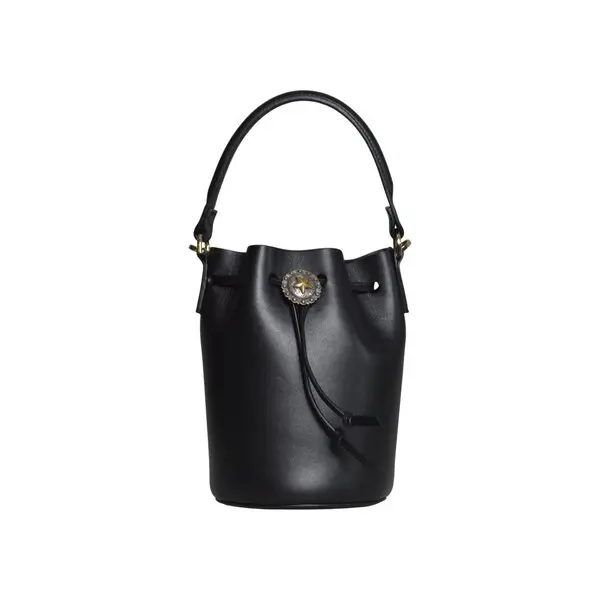 KATE CATE Black Leather Bucket Bag