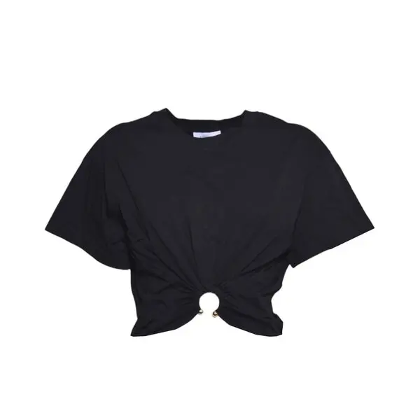 Rabanne Black T-shirt With Ring Detail