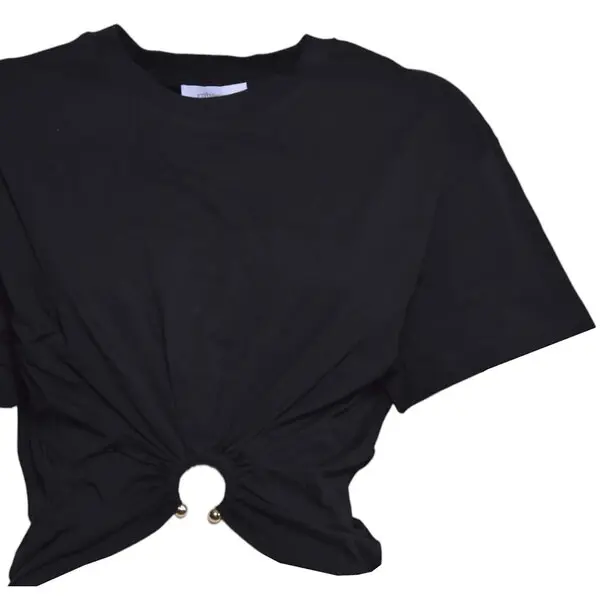 Rabanne Black T-shirt With Ring Detail