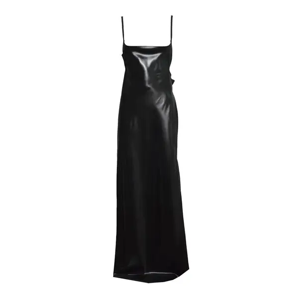COURREGES Courrèges Black Faux Leather Maxi Dress - Nero