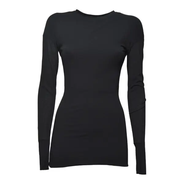 JIL SANDER Black Long Sleeve Fine Knit Top