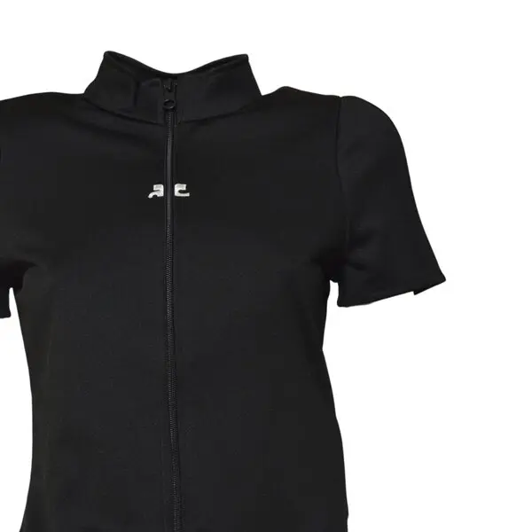 COURREGES Courrèges Black Zip-up Short Sleeve Top
