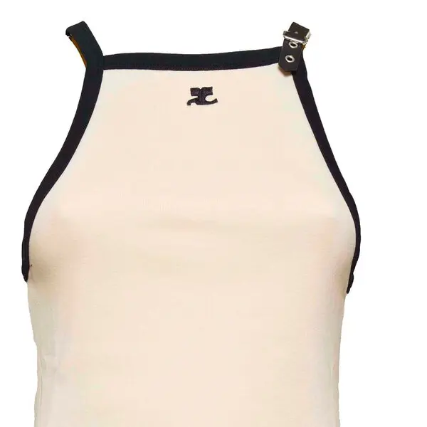 COURREGES Courrèges Halter Neck Tank Top With Embellished Detail - Beige