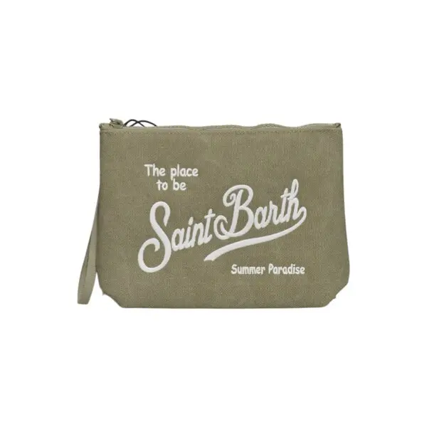MC2 SAINT BARTH Pouch With "summer Paradise" Print - Khaki