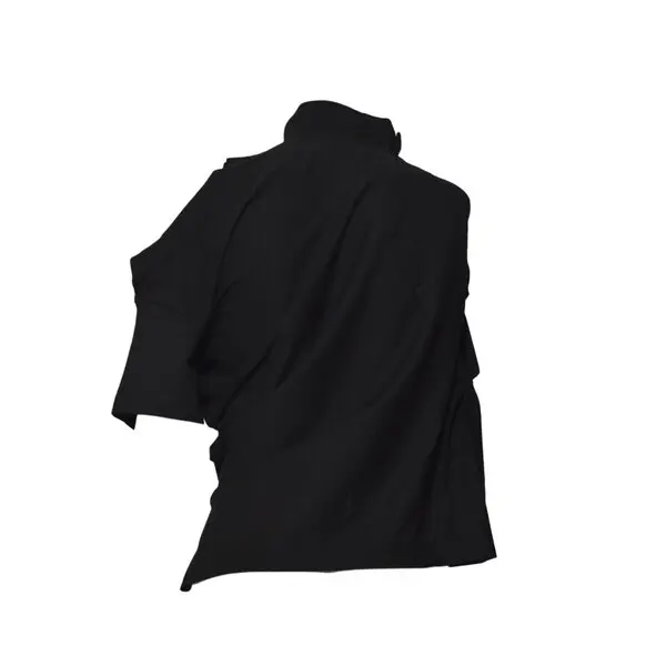 COURREGES Courrèges Black Open Shoulder T-shirt With Drawstring Detail