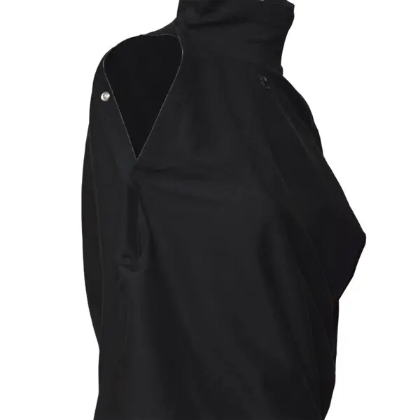 COURREGES Courrèges Black Open Shoulder T-shirt With Drawstring Detail