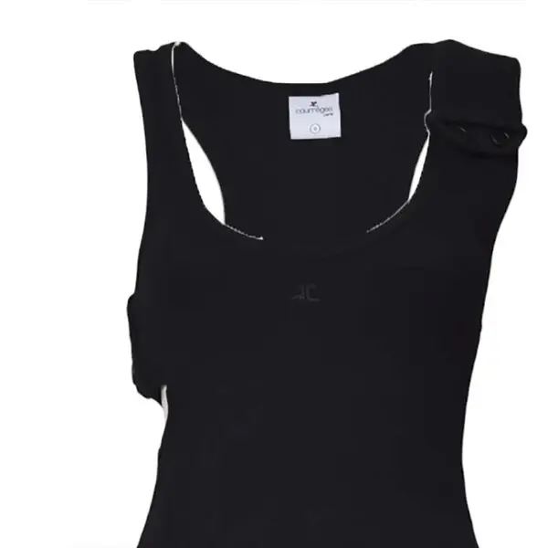 COURREGES Courrèges Black Tank Top With Button Detail - Nero