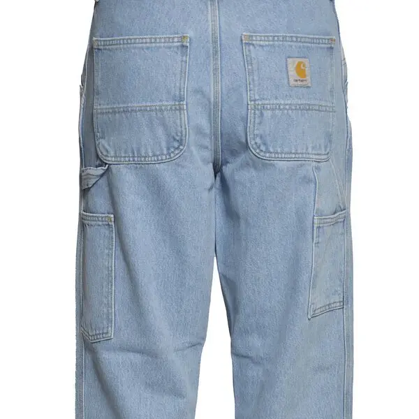 Carhartt Work In Progress Light Wash Straight Leg Carpenter Jeans - Blu