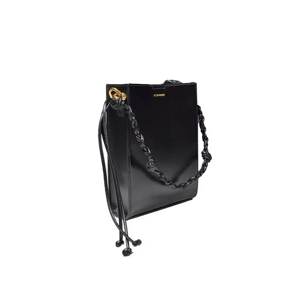 JIL SANDER Black Leather Drawstring Bag