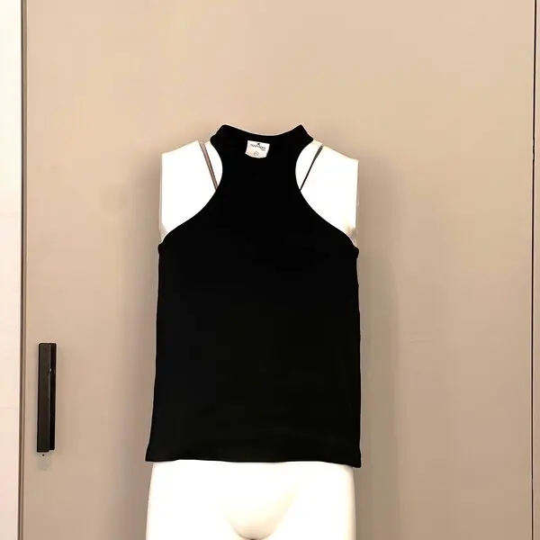 COURREGES Courrèges Black Halter Neck Top - Nero