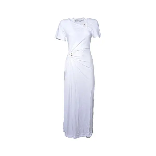 Rabanne White Gathered Ring Detail Maxi Dress - Bianco