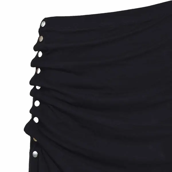 Rabanne Asymmetric Pleated Mini Skirt With Silver-plated Snaps