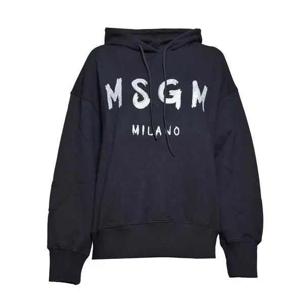 MSGM Oversized Logo Hoodie - Nero/argento