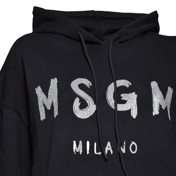 MSGM Oversized Logo Hoodie - Nero/argento