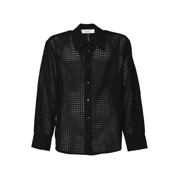 Séfr Sheer Checkered Long Sleeve Shirt