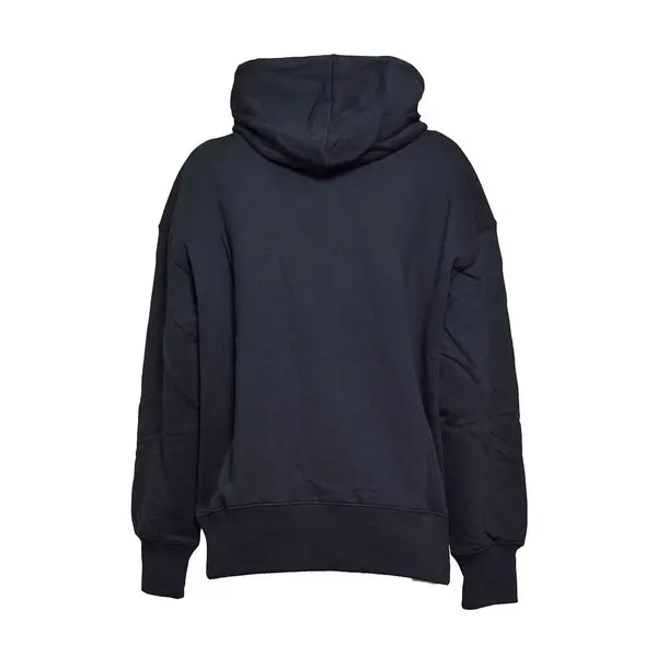 MSGM Black Cotton Hoodie With White Logo Print - Nero