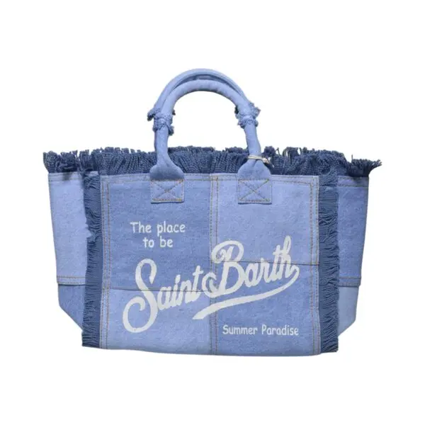 MC2 SAINT BARTH Tote Bag With Fringe Detail - Denim