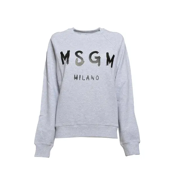 MSGM Crewneck Sweatshirt With Contrasting Logo - Grigio Melange