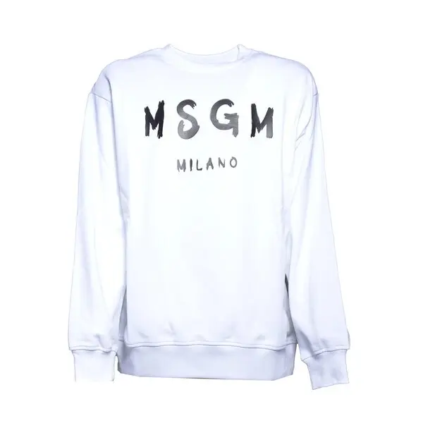 MSGM Crewneck Sweater With Graphic Print - Bianco