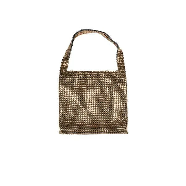 Rabanne Soft Square Shoulder Bag In Aluminum Metal Mesh - Oro