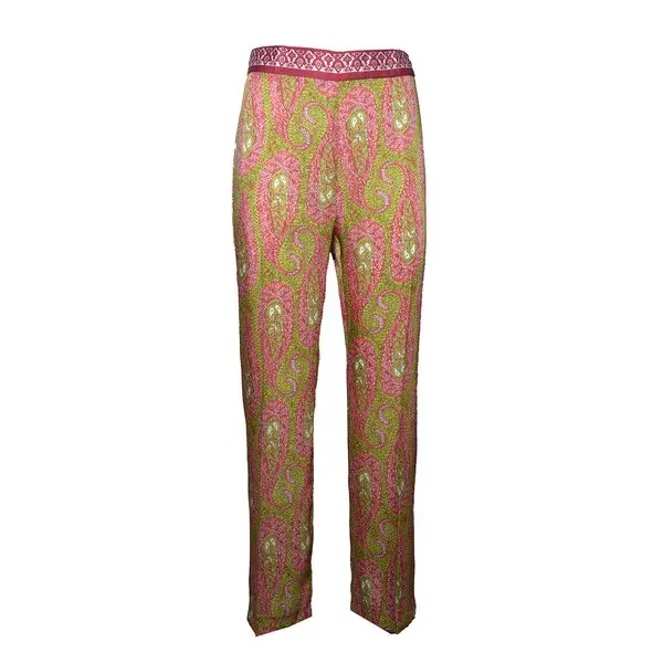 Etro Paisley Print Trousers - Rosa/verde