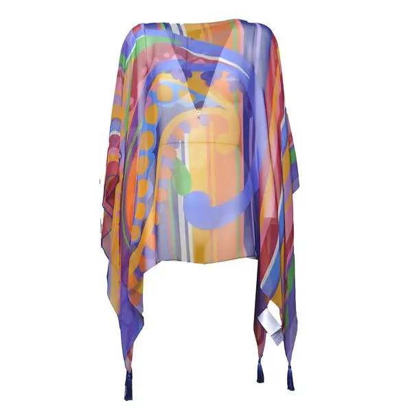 Etro Printed Silk Cape With Tassels