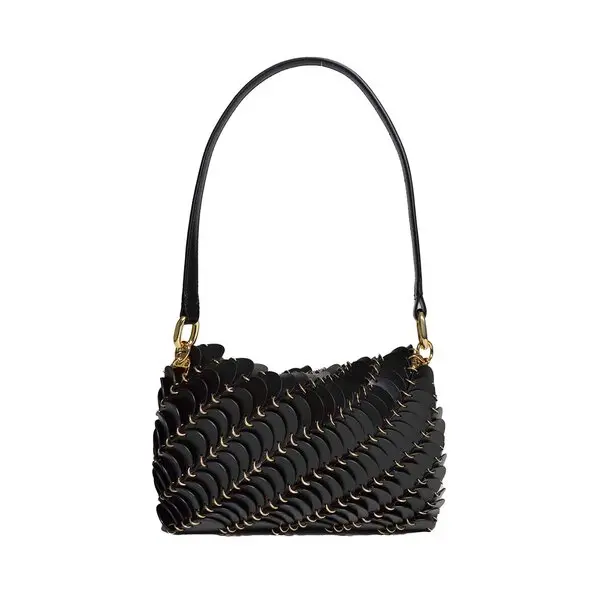 Rabanne Black Sequined Shoulder Bag With Gold Tone Hardware - Nero