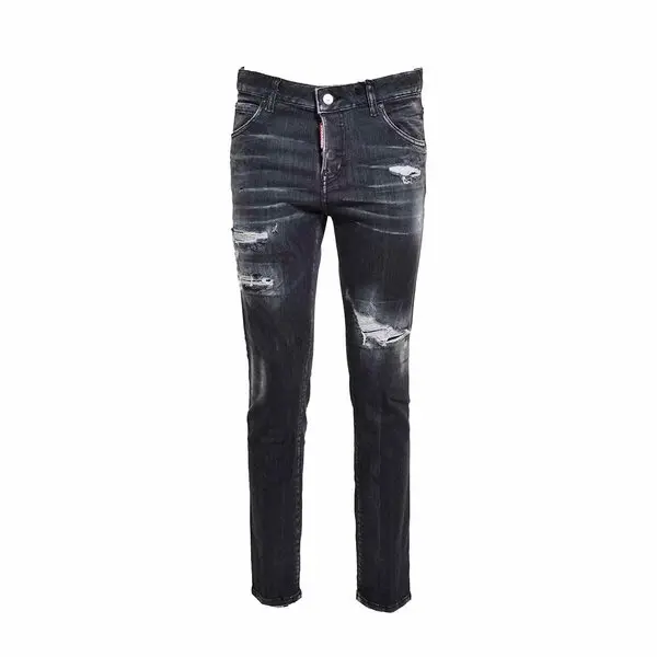 Dsquared2 Washed Black Vintage Effect Stretch Cotton Denim Jeans - -97